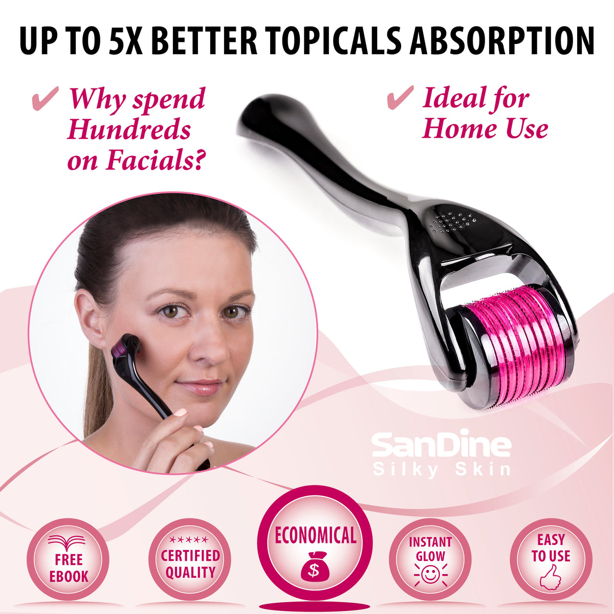 Derma Roller 0.3mm Needles. 3x the Effect of Your Topical Cosmetics ...